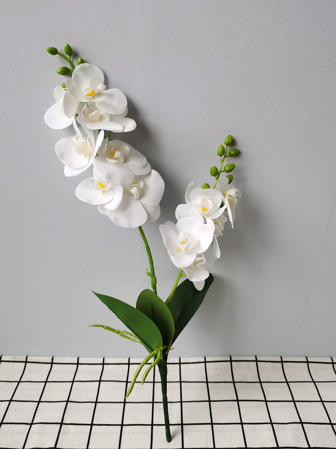 Suandsu 1 Bouquet Artificial Phalaenopsis Fake Butterfly Orchid Home Hotel Office Garden Craft Art Decor 19'' High White