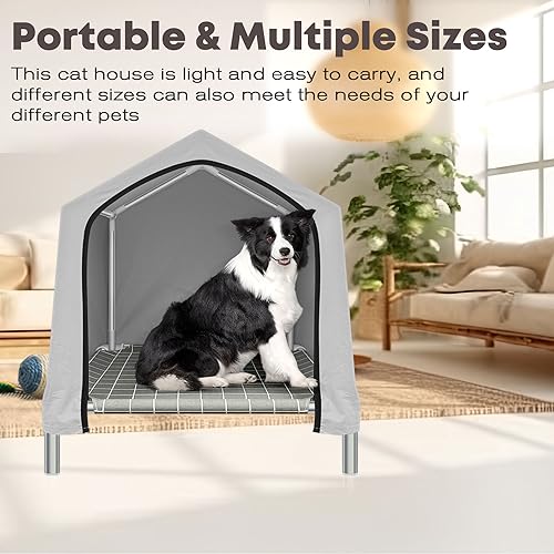 Indoor Cat House,Elevated Cat Bed with Canopy,Outdoor Water Proof Pet Tent, Chew Proof Cat Condo,for Small Cats/Dogs,Suitable for Indoor &Outdoor