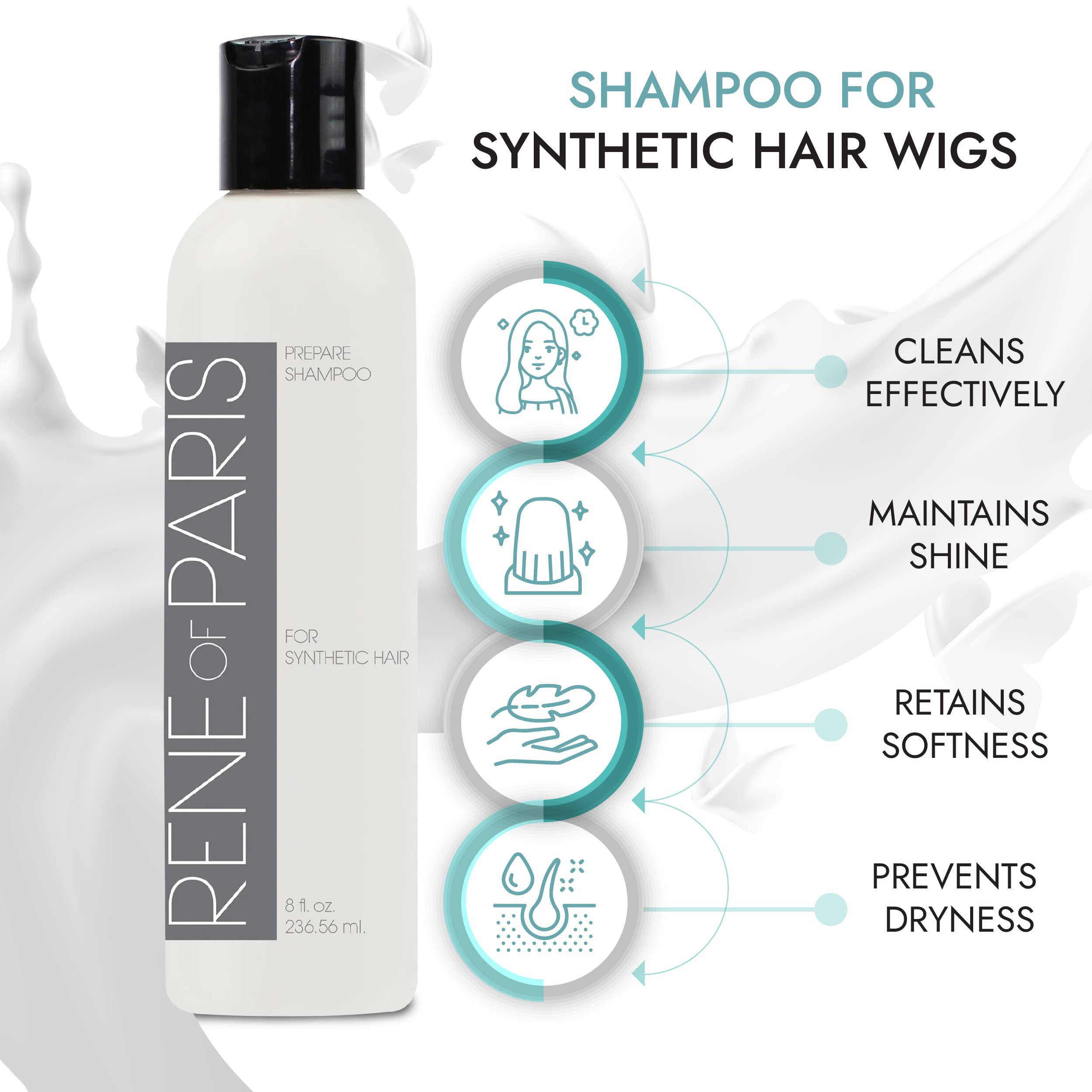 Rene of Paris Prepare Wig Shampoo for Synthetic Wigs/Hair 8 oz.