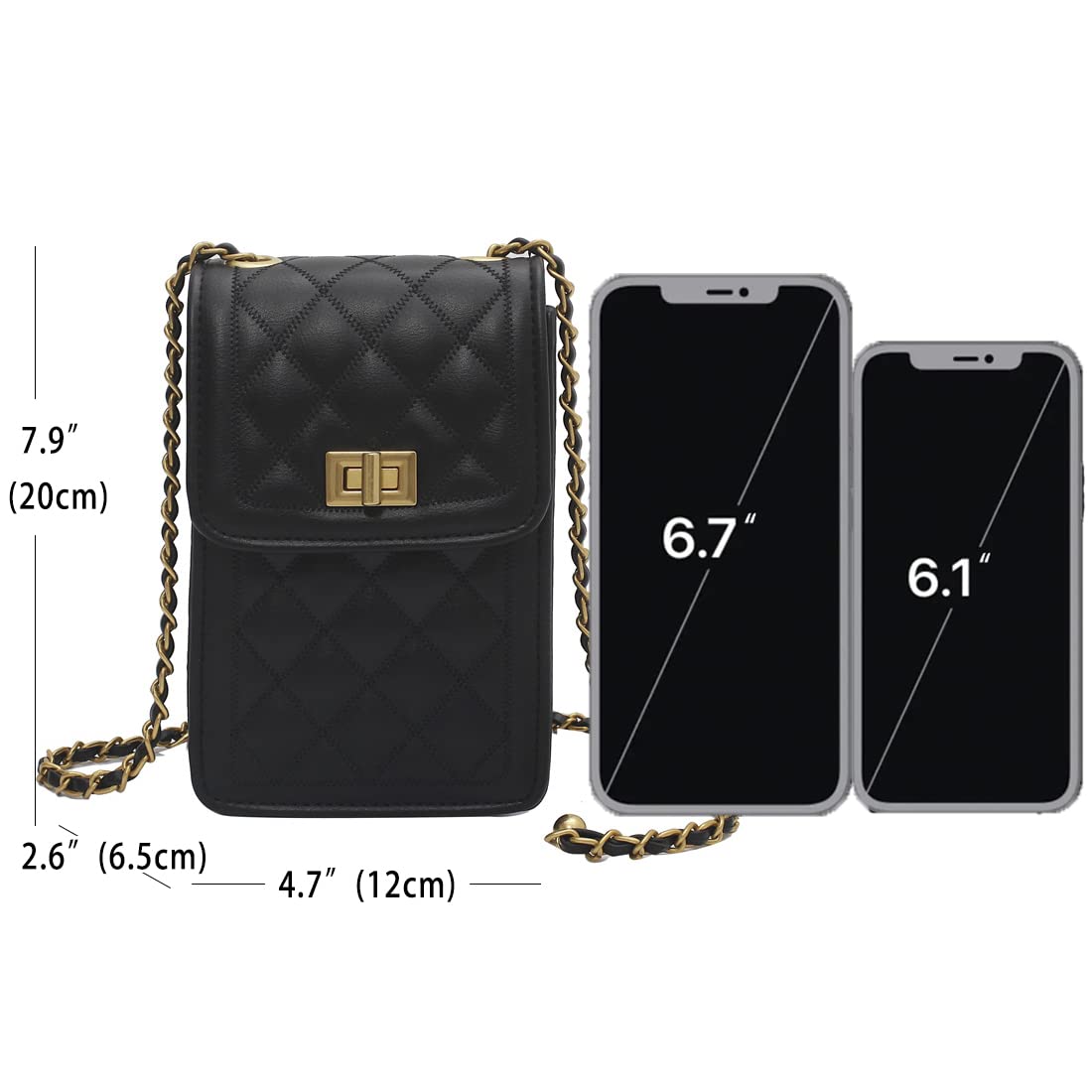 Seagloca 7.9β Women PU Leather Quilted Crossbody Bag Shoulder Bag Phone Wallet Purse Chain Bag Clutch (White)