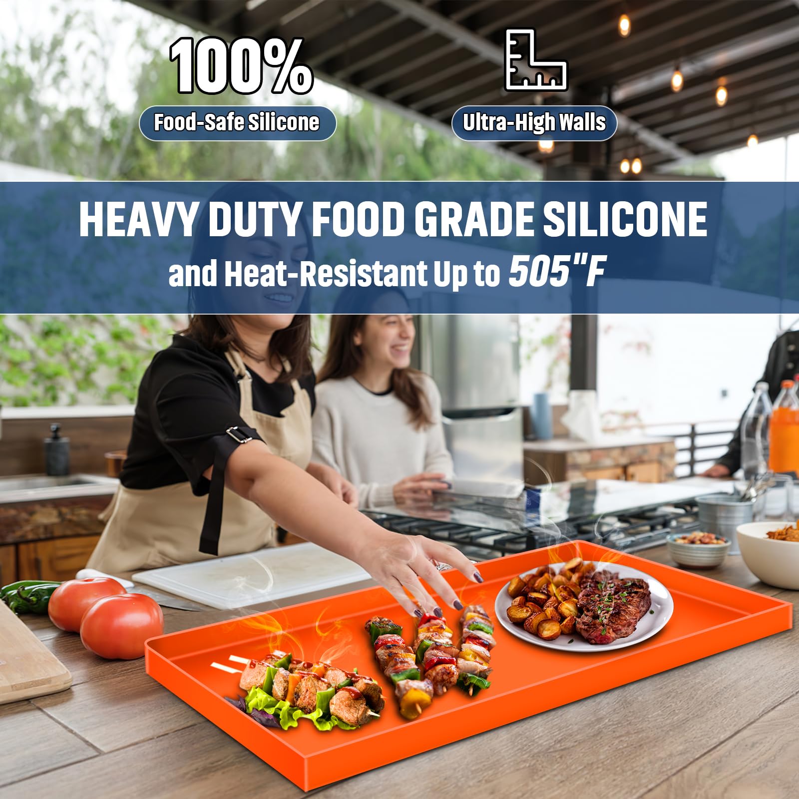 Blackstone Silicone Griddle Cover for Blackstone 22-Inch Griddle, Heavy Duty 100% Food-Grade Silicone - Non-Stick/Reusable/Washable Griddle Cover Protects Your Griddle from Dirt/Rust (Orange)