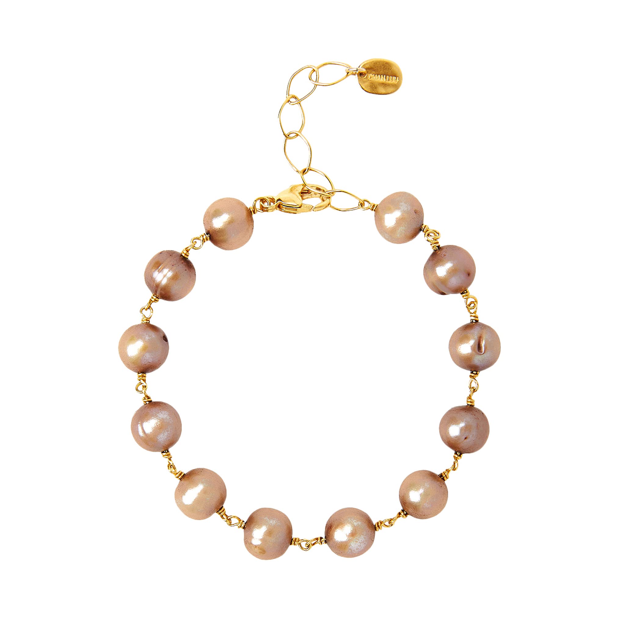 Chan Luu Chain Freshwater Pearl Bracelet in Dark Champagne and Gold