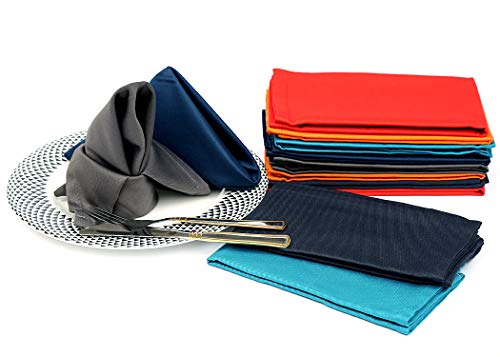 Ruvanti Cloth Napkins Set of 12, 18x18 Inches Napkins Cloth Washable, Soft, Durable, Absorbent, Cotton Blend. Table Dinner Napkins Cloth for Hotel, Lunch, Restaurant, Weddings, Parties - Multi Color
