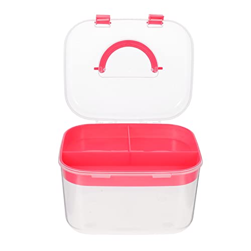 MILISTEN Double Layer Plastic Sewing Box, Multipurpose Plastic Storage Container Organizer Box, Portable Handled Storage Organizer Box for Art, Craft, Sewing Cosmetic Storage, Red