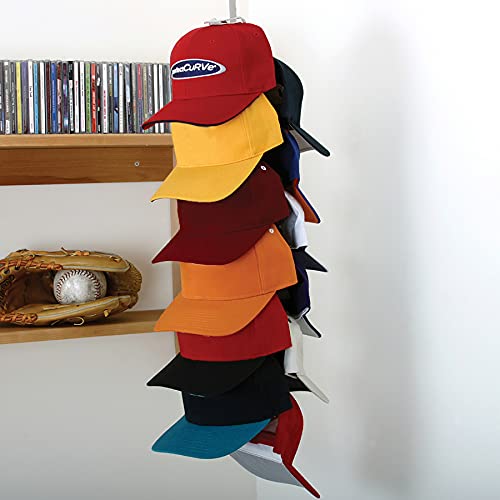Perfect Curve Cap Rack Pro System – Hat Rack for Baseball Caps | Over Door Organizer | Baseball Cap Organizer |Hat Hangers for Closet |Hat Organizer for Wall | 10 Clips Hold up to 30 caps | White