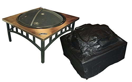 Fire Sense 02056 Outdoor Square Fire Pit Vinyl Cover Patio Heaters Heavy Duty 10 Gauge Felt Lined Water & Weather Resistant Fabric Ties - 38β x 38β - Square