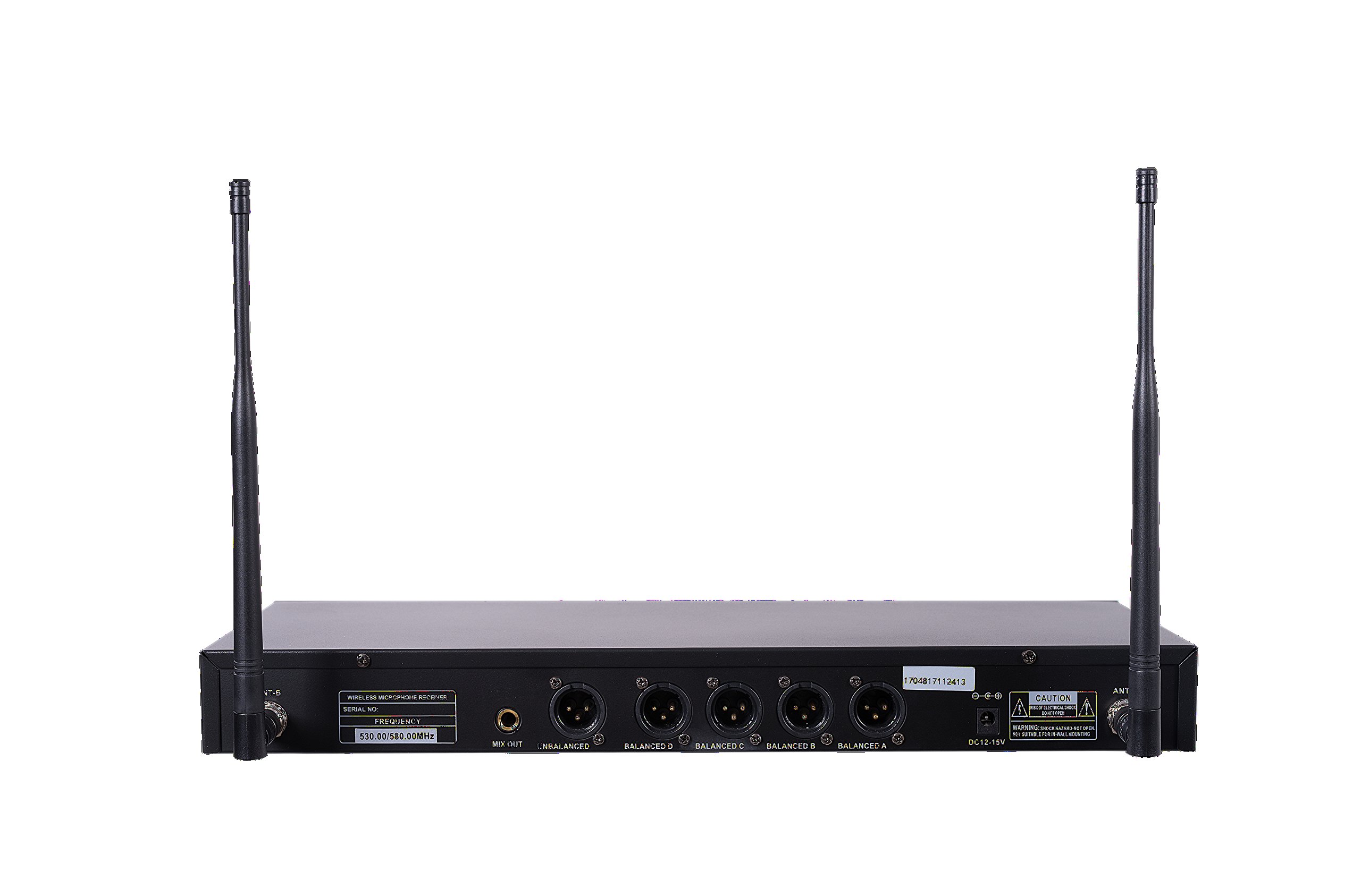 Sound Town 200-Channel Rack Mountable Professional Adjustable UHF Wireless Microphone System with Metal Receiver and 4 Handheld Mics (NESO-U4HH)