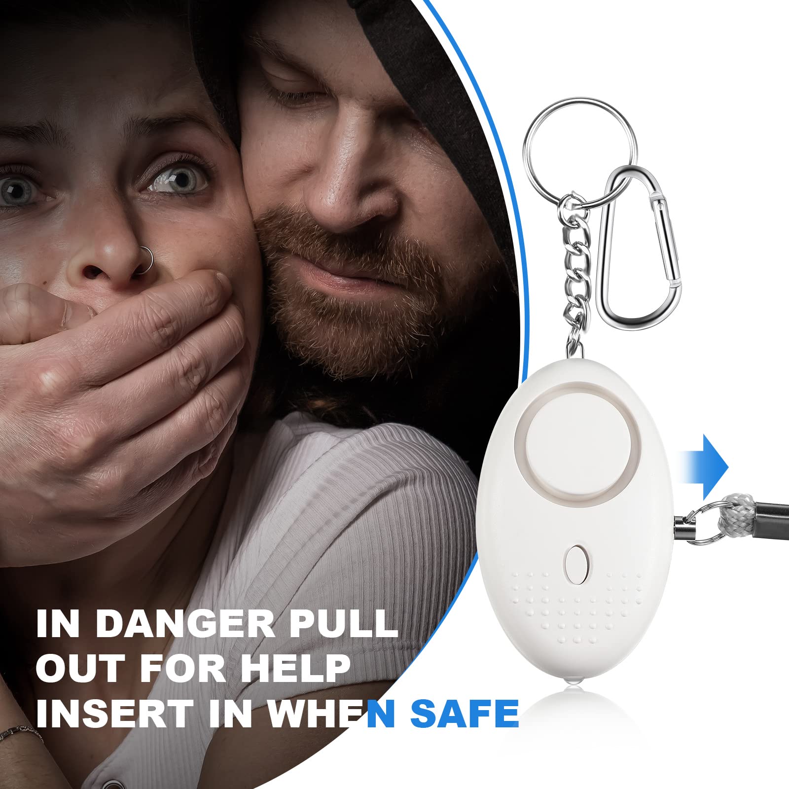 Konohan 16 Pack Security Sound Personal Alarm, 130dB Personal Alarm Keychain with LED Light and Buckle, Personal Alarm Emergency Alarm Defense Personal Alarm Keychain for Women Kids Elderly