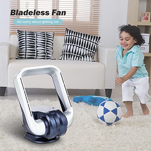 InfiniPower Bladeless Wall Mount Fan with Remote Control, 15.7" Small & Quiet Tower Fan 90° Adjustable Air Circulation Cooling for Bedroom Sleeping,Table/Desk,Living Room,Home,Office,Commercial Shop