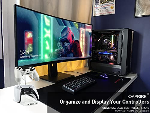OAPRIRE Dual Controller Holder Gaming Accessories, Suitable for Almost All Controllers, Controller Stand for Xbox ONE PS4 PS5 STEAM PC (Crystal Clear)