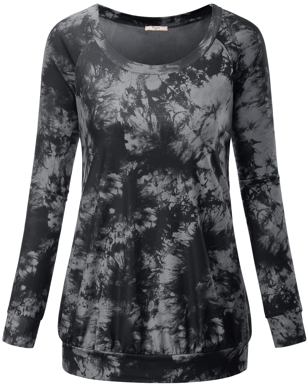 Cestyle Sweatshirt for Women Long Sleeve, Junior Round Neck Long Sleeve Blouse Lightweight Pullover Banded Bottom Leisure Jogging Fall Clothes Daily Wear Tie Dyed XX-Larg