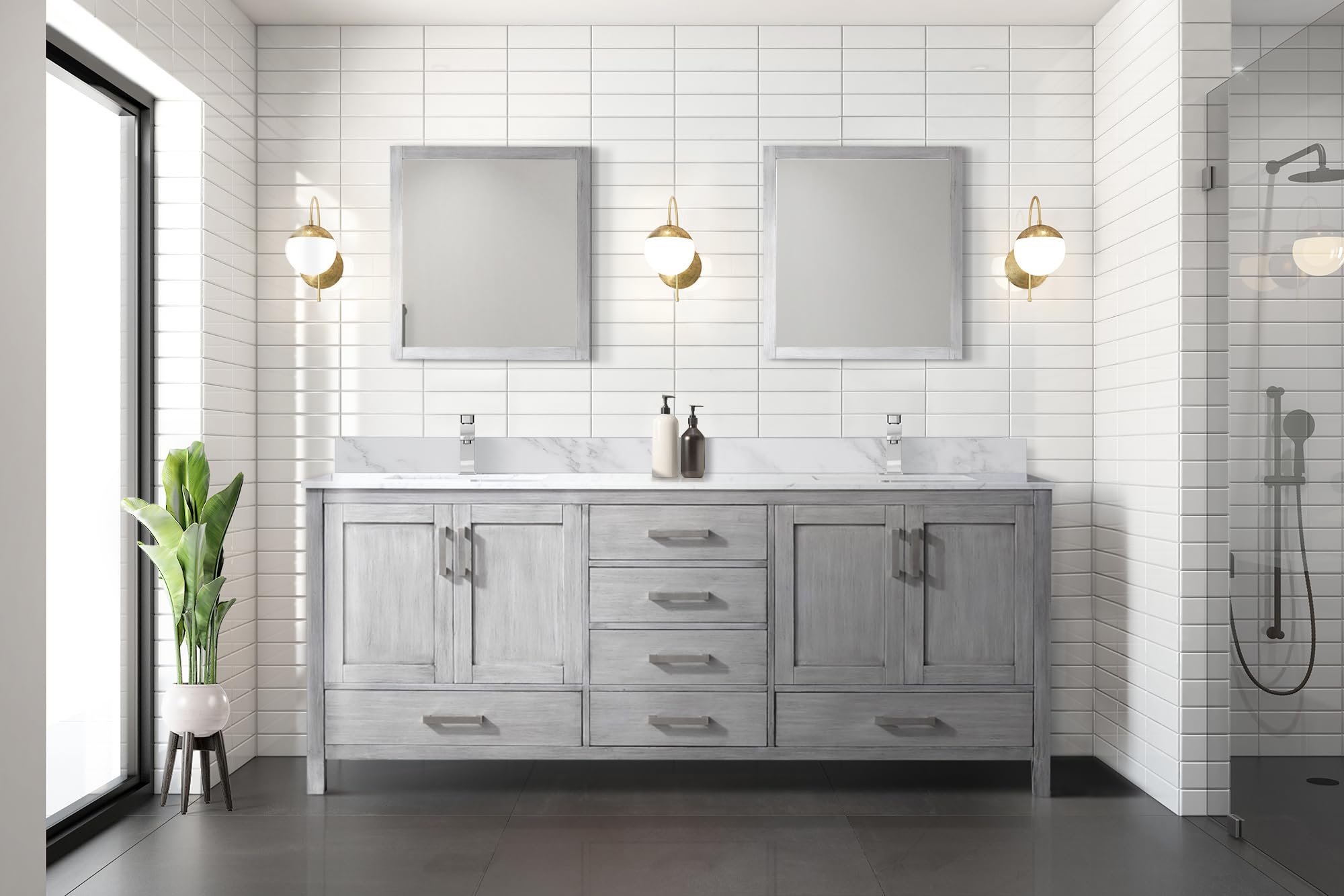 Lexora Jacques 80 in. W x 22 in. D Distressed Grey Double Bath Vanity