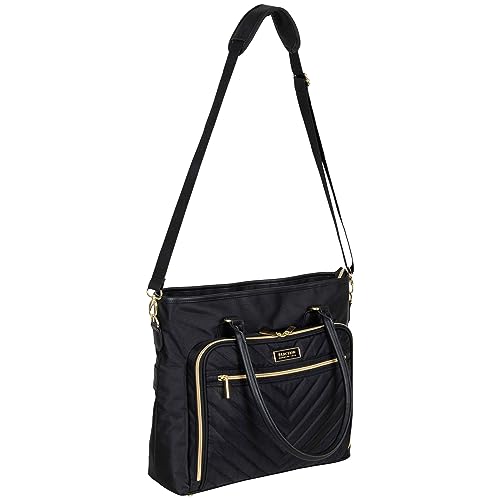 Kenneth Cole Reaction Chelsea Quilted Chevron 15" Laptop & Tablet Business Tote With Removeable Shoulder Strap, Black