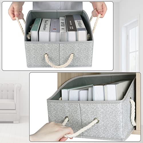 Kntiwiwo Closet Storage Bins Trapezoid Storage Baskets,Fabric Foldable Storage Bins for Shelves, Closet Bin Organizer and Storage Bins with Handles for Living Room Bedroom Office, Gray, 4-Pack