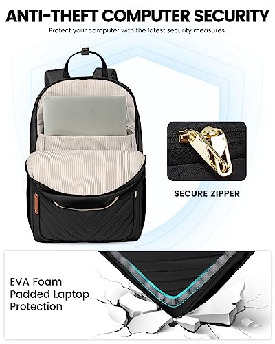 LOVEVOOK Laptop Backpack for Women Men, 15.6 Inch Computer Backpack Purse with USB Port, Fashion Anti-Theft Travel Backpacks, Waterproof Casual Daypack for Work Bag Back Pack, Black