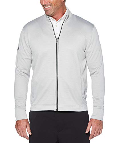 Callaway Men's Golf Full Zip Long Sleeve Waffle Knit Fleece Jacket, High Rise Heather, X-Large