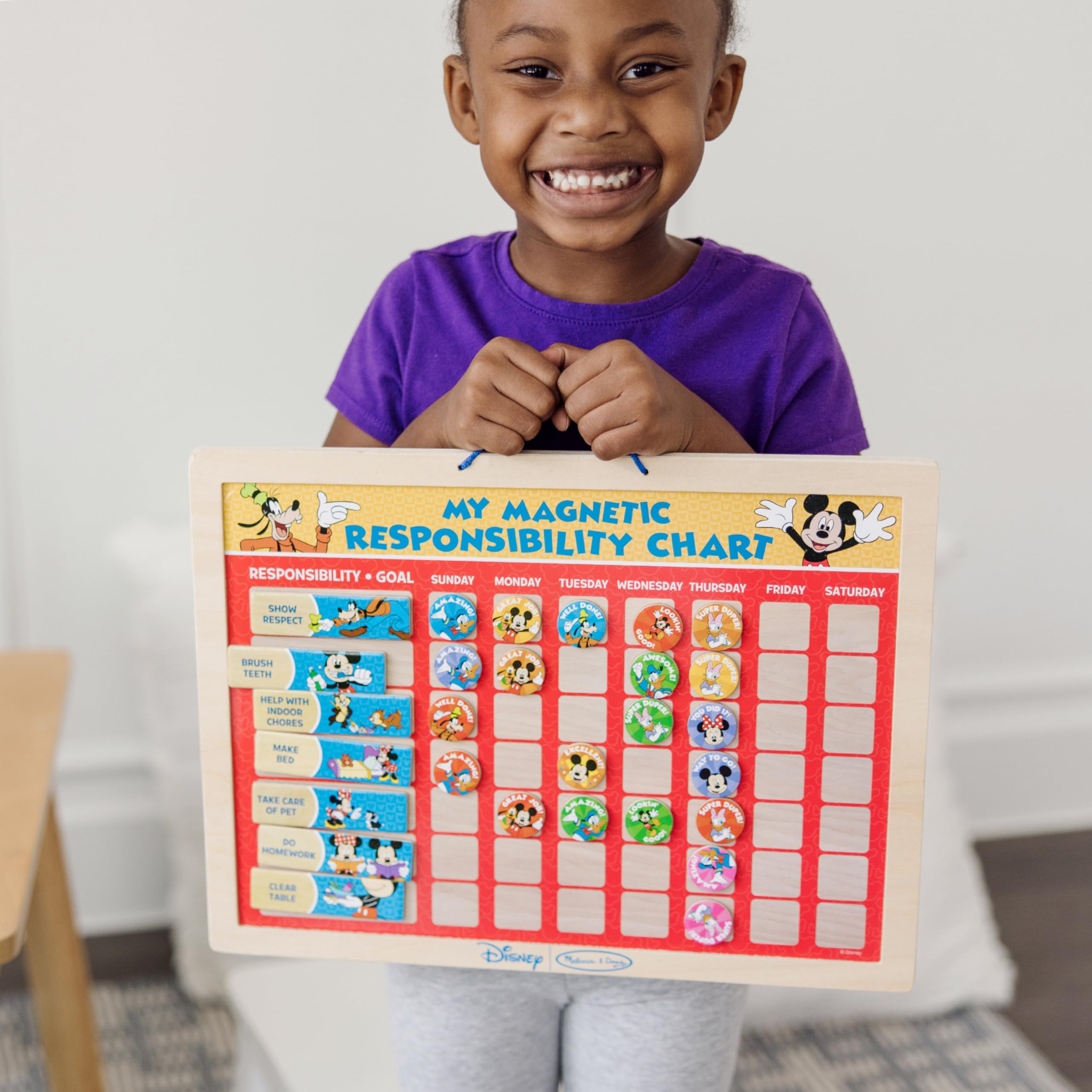 Melissa & Doug Disney Mickey Mouse Clubhouse My Magnetic Responsibility Chart - Routine, Reward Board/ Chart For Toddlers and Kids Ages 3+, Small