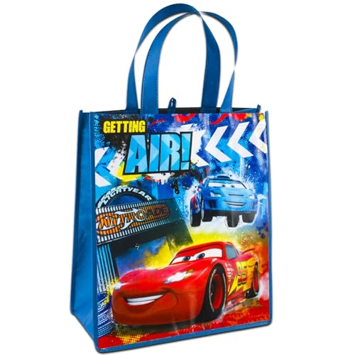 Disney Pixar Cars Reusable Tote Bag - Bundle with Lightning McQueen Tote, Stickers, Tattoos, More | Lightning McQueen Tote (Cars Tote Bag)