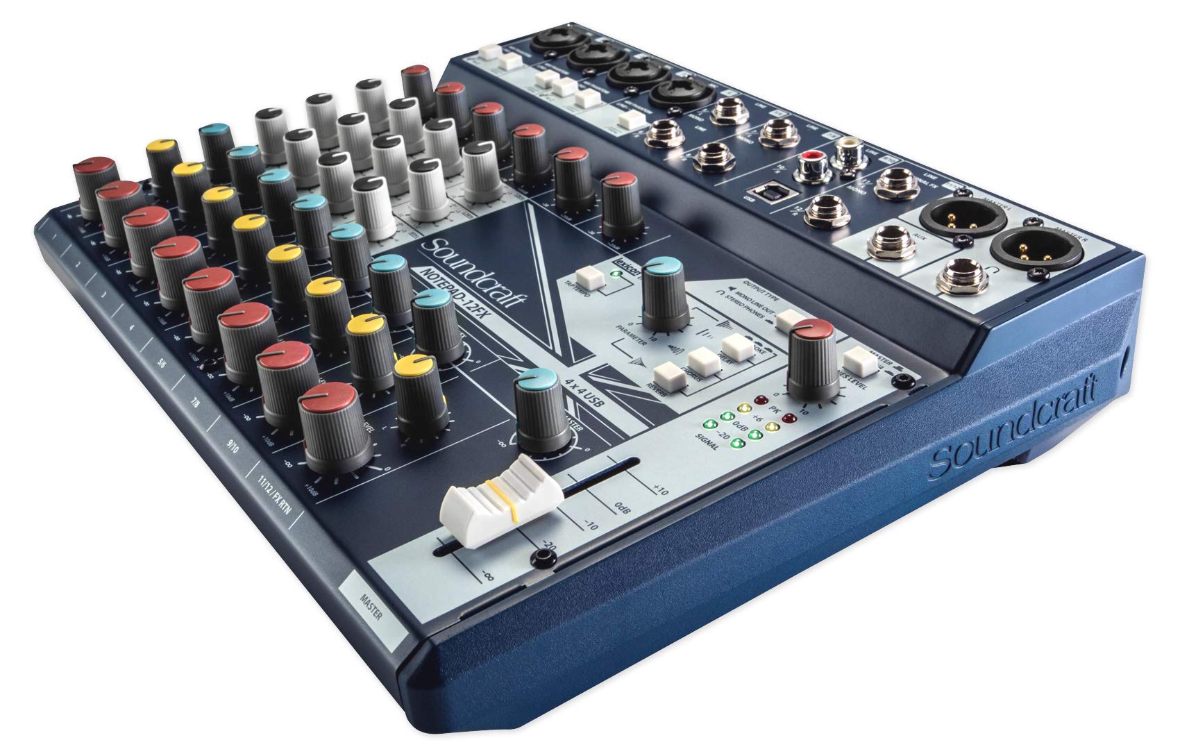Soundcraft Notepad-12FX Mixer w/USB Interface Bundle with PRO-M50 Headphones w/Coil Cable, RCM02 Recording Mic+Shock Mount, RDMS6 Desktop Mic Stand+ Base and RHPA4 Headphone Amp Stereo (14 Items)