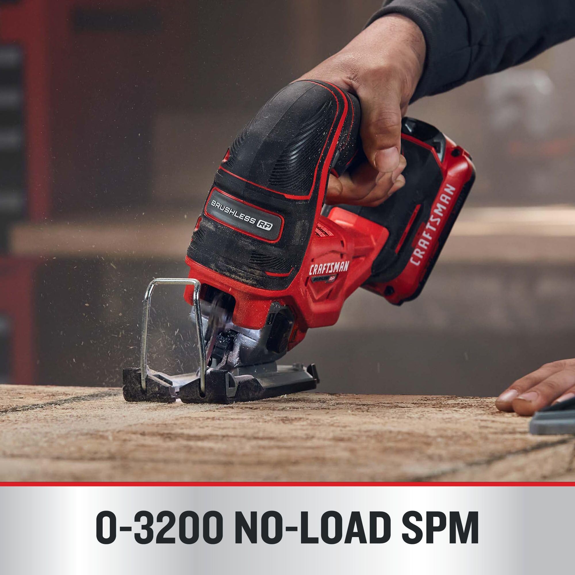 CRAFTSMANÂ V20 RP Cordless Jig Saw, 3 Orbital Settings, Up to 3,200 SPM, Variable Speed Keyless, Bare Tool Only (CMCS650B)