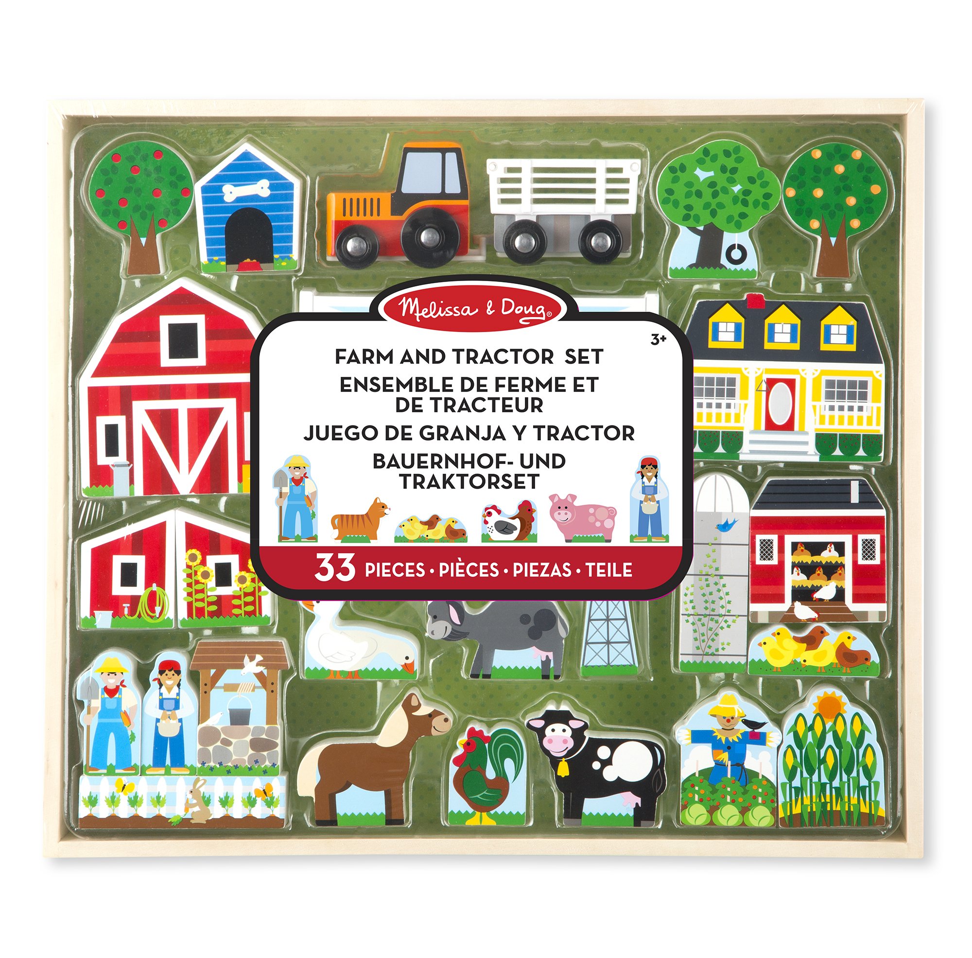 Melissa & Doug Wooden Farm and Tractor Play Set (33 pcs)