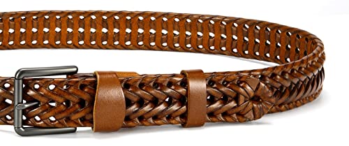 CHAOREN Reversible Belt for Men - Mens Belt Leather 1 3/8" Cognac for Formal Pants - Adjustable Belt Trim to Fit