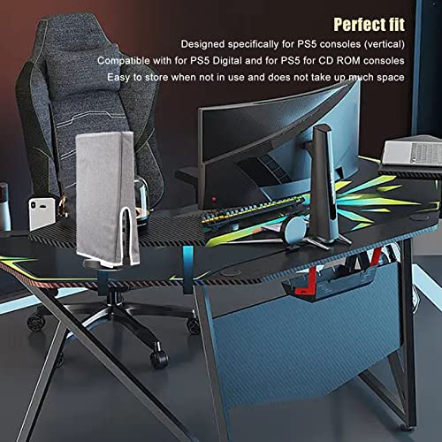 Dust Cover for PS5 Game Console, for Digital and CD ROM Edition, Oxford Cloth Vertical Protector Case, Anti Scratch Waterproof Dust Guard, Precision Cut(Grey)