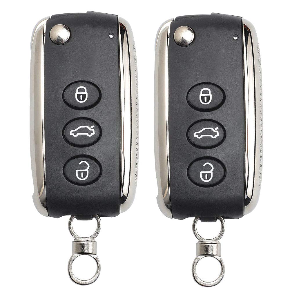 Beefunny New Replacement Uncut Folding Remote Key Shell Case Fob 3 Button for Bentley Continental GT GTC 2006-2010(1)
