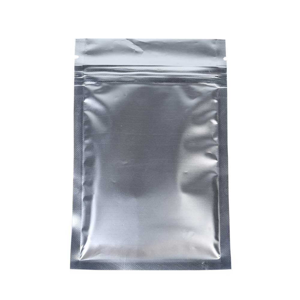 Clear Window Flat Colored Metallic Foil Zipper Seal Bag (100 Pack) (Silver, Flat | 1.5oz)