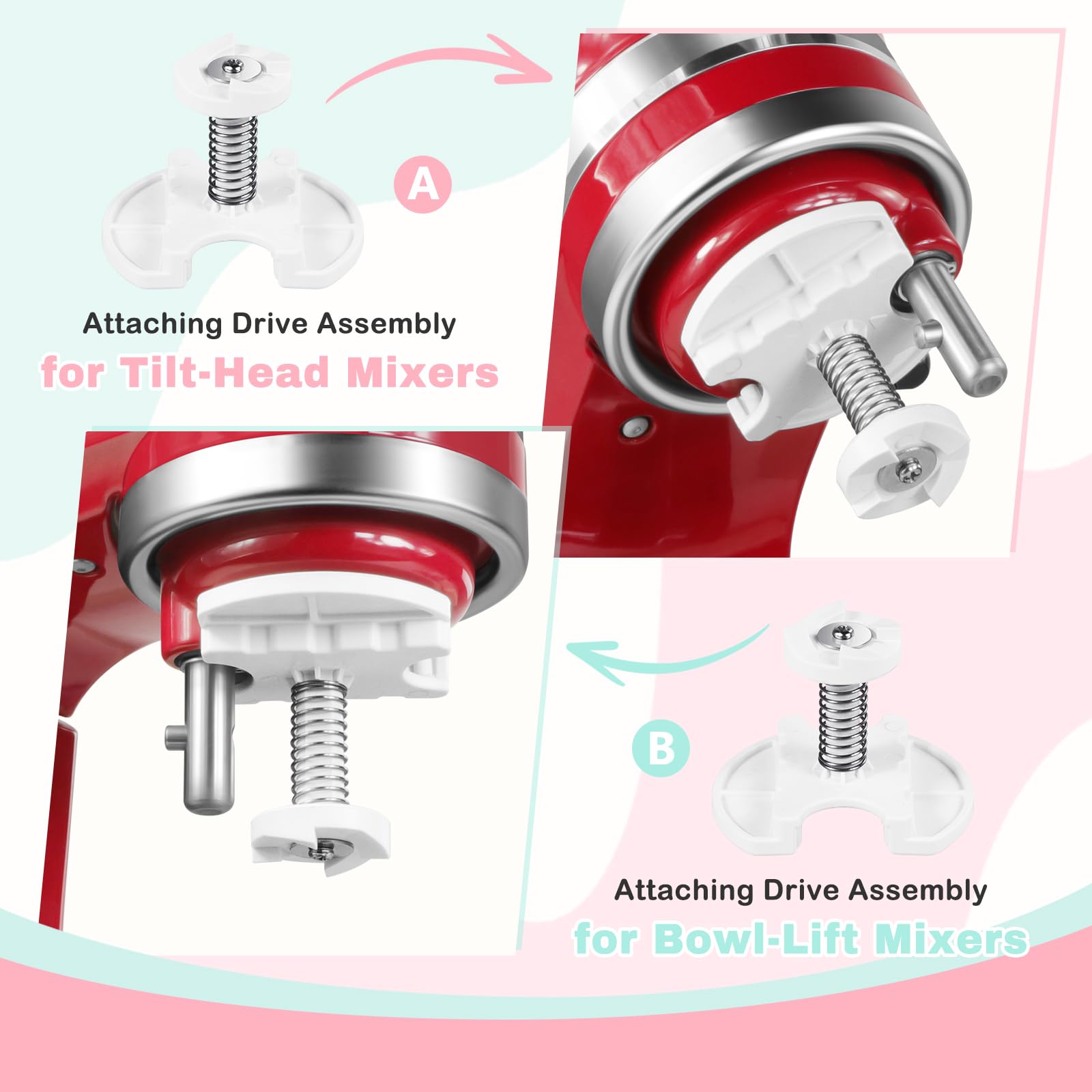 GLINK Ice Cream Maker Attachment for KitchenAid Stand Mixer, Compatible with Kitchenaid 4.5-5Qt Stand Mixer and 5-6Qt Bowl-Lif, 2-Quart Frozen Yogurt/Ice Cream/Sorbet Gelato Maker
