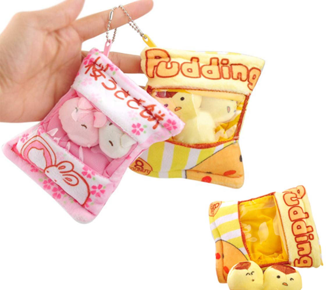 Soft Stuffed Lovely Simulation Snack Plush Toys Baby Mini Cartoon Rabbit Puppy Bag Toy Dog Pudding Throw Pillow 2 Pack , Small
