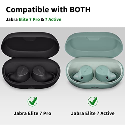 Jiunai for Jabra Elite 7 Pro Case/Elite 7 Active Case, Secure Lock Design Shockproof Protective Bumper Corner Protection Portable Matte Case with Carabiner for Jabra Elite 7 Pro Elite 7 Active Green