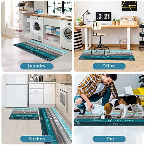 Sofort Kitchen Mat Farmhouse Cushioned Anti Fatigue Kitchen Rugs 2 Pieces Non Slip Waterproof Kitchen Mats for Floor, Rustic Wooden Comfort Standing Mats for Kitchen, Office, Sink, Laundry