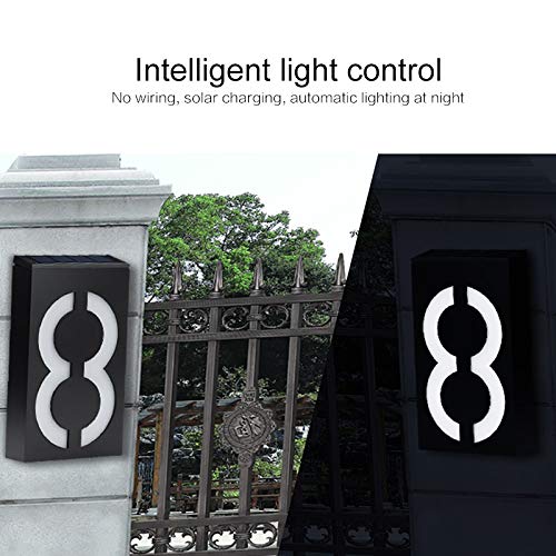 Solar Led House Number Digital Light, Modern Address Sign, Wall-Mounted Signage for Home Garden Yard Street