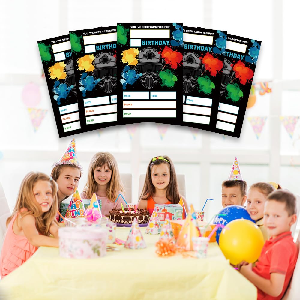 FujLoy Paintball Birthday Party Invitations, Paintball Invitations, Paintball Theme Birthday.(065)