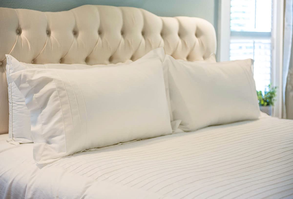 Kotton Culture Moroccan Streak Duvet Cover 3 Piece 100% Egyptian Cotton with Zipper & Corner Ties Breathable All Season 600 Thread Count Sateen Weave Comforter Cover (Cream, Queen)