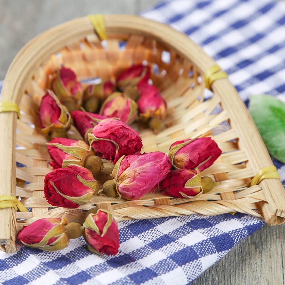 CoolCrafts Dried Rose Buds Bulk Natural Dried Rose Dry Rose Buds for Tea, Crafts, Cake Decoration - 7oz (200g)