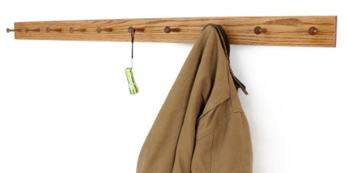 Solid Oak Shaker Peg Rack Made in The USA - Golden Oak Stain Stain 35 x 3.5 Inches with 6 Pegs