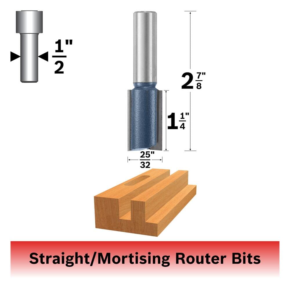 BOSCH 85273M 25/32 In. x 1-1/4 In. Carbide Tipped 2-Flute Straight Bit