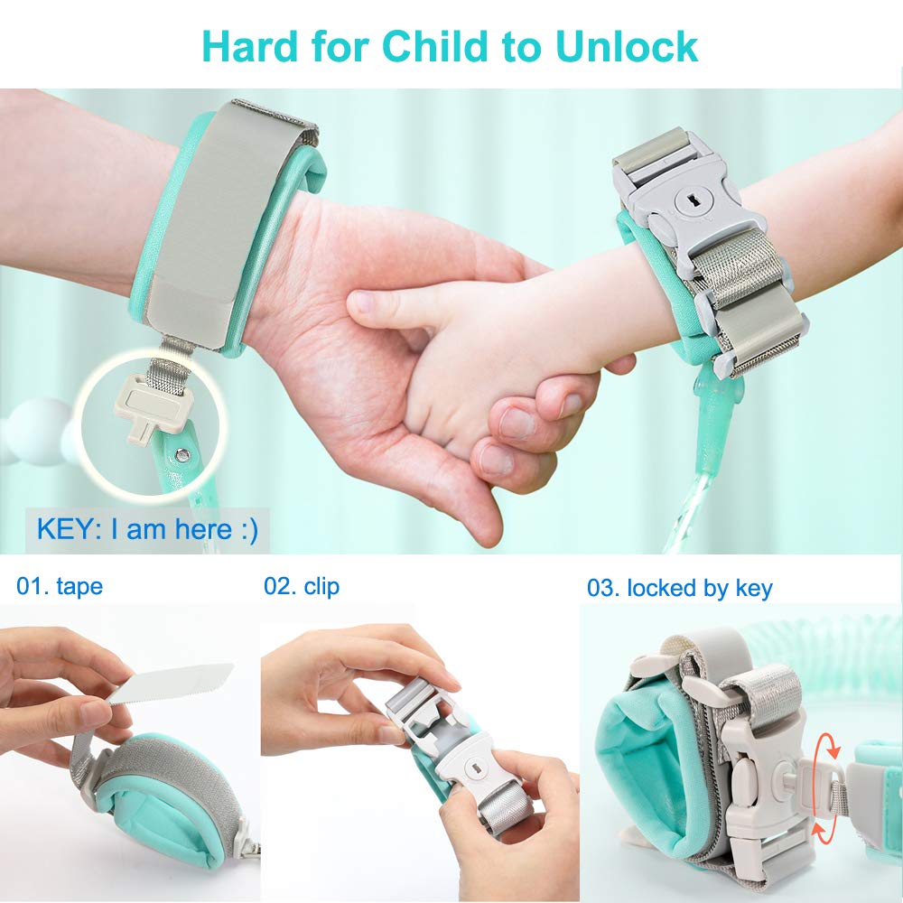 Child Leash Backpack Harness for Kid, 3-in-1, Anti Lost Wrist Cuff with Lock + 1.5m Link + Safety Walking Backpack for Girls, Boys