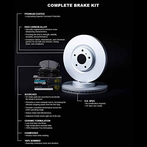 R1 Concepts Front Rear Brakes and Rotors Kit |Front Rear Brake pads| Brake Rotors and Pads| Euro Ceramic Brake Pads and Rotors |Hardware Kit |Sensor|fits 2018-2020 Audi S4, S5, S5 Sportback
