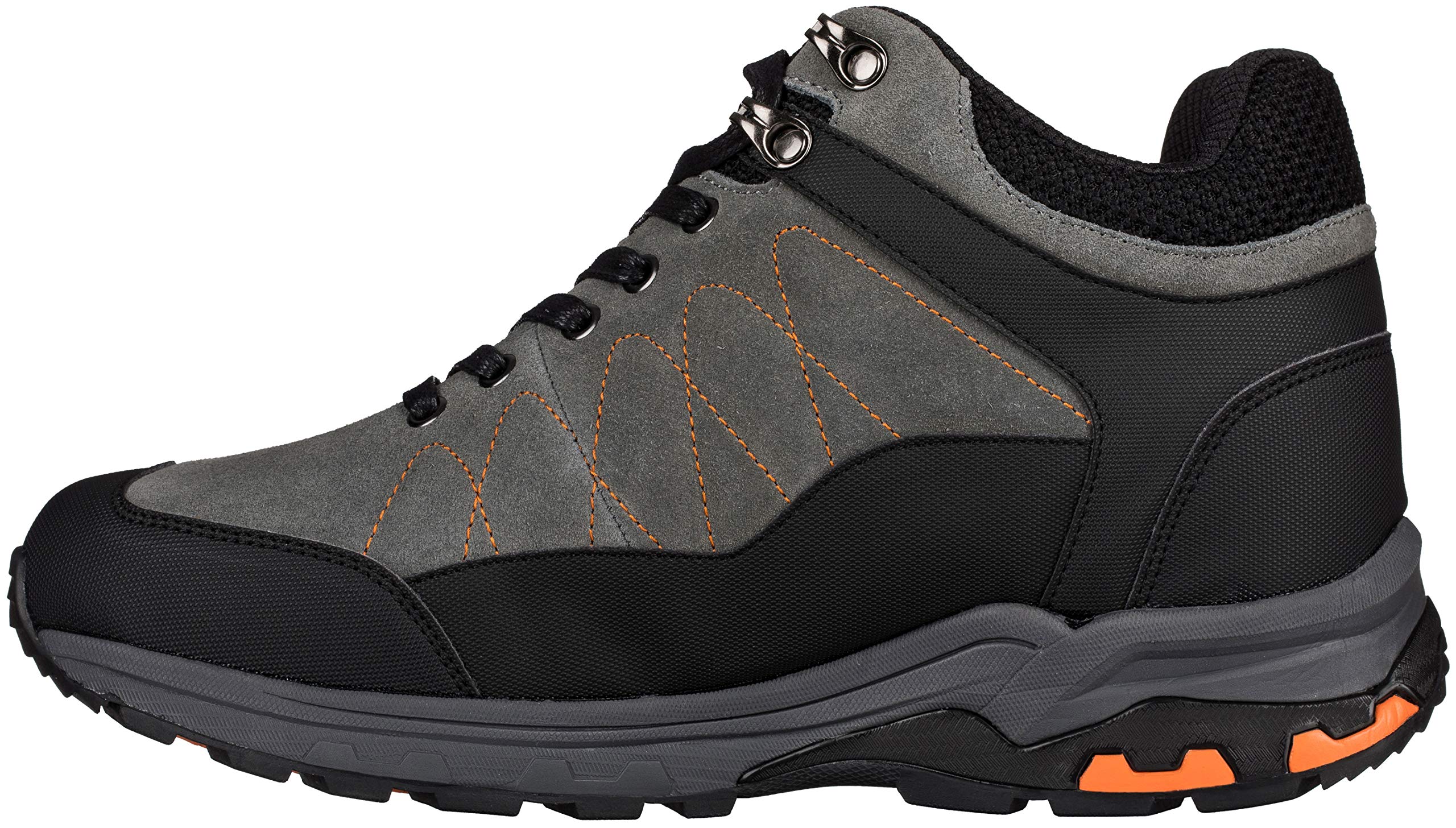 CALTO Men's Invisible Height Increasing Elevator Shoes - Grey Suede/Mesh Lace-up Hiking Boots - 3.2 Inches Taller - H75472 - Size 7 D(M) US