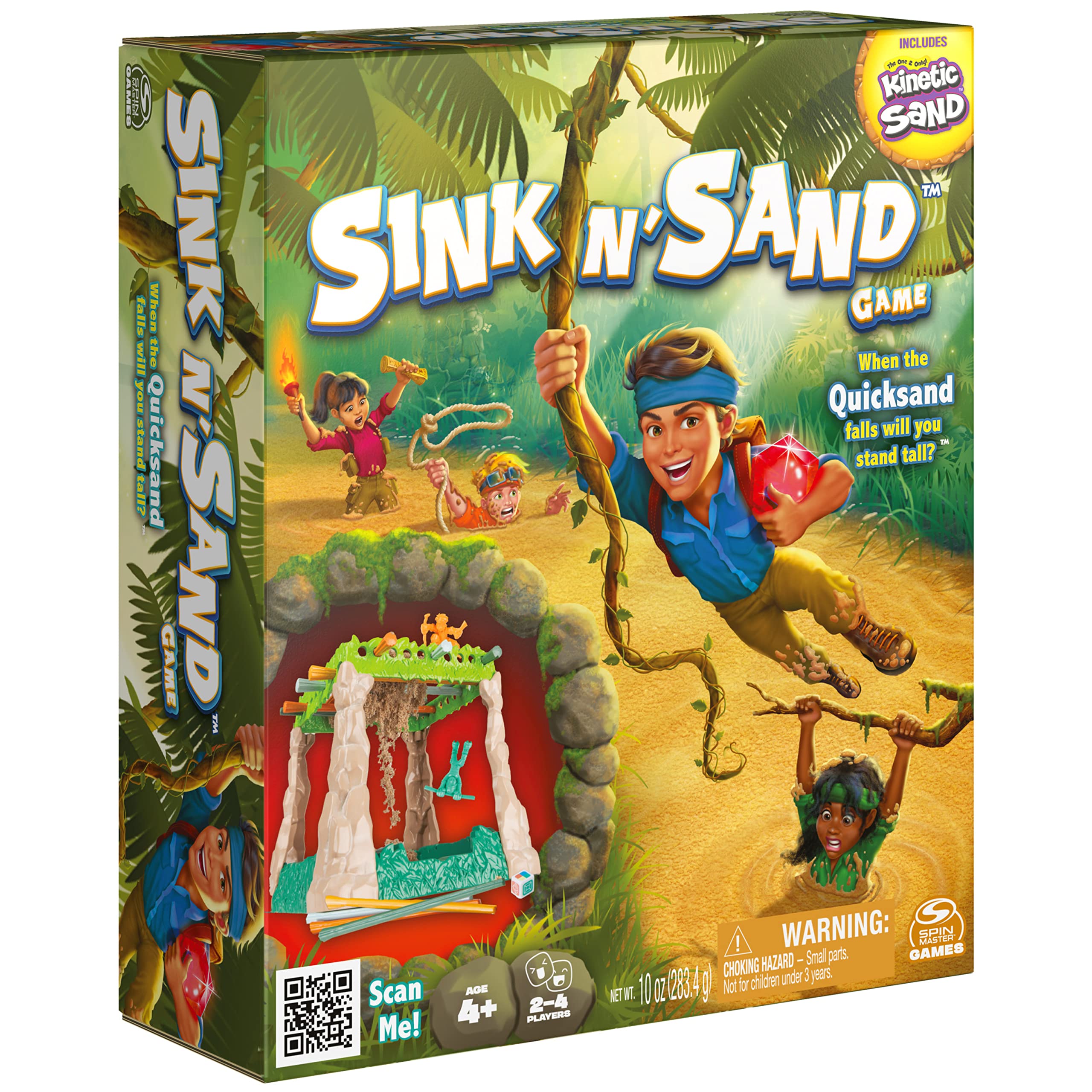 Spin Master Games Sink Nโ Sand, Quicksand Kids Board Game with Kinetic Sand for Sensory Fun and Learning โ Easy Toy Gift Idea, for Preschoolers and Kids Ages 4 and up