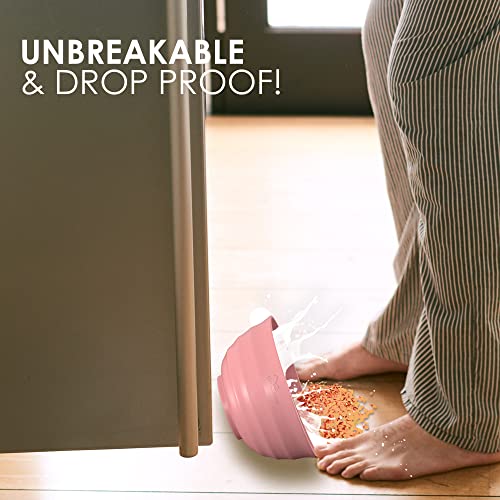 DINETHICS 60 OZ 6 Big Bowl Set - Wheat Straw Bowls - Unbreakable Microwave Safe Bowls - Large Cereal Bowl - Salad Bowls Large Serving Bowls For Kitchen -Bowls For Family Movie Night (Coral)