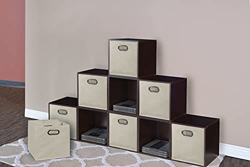 Set of 12 Cubo Foldable Fabric Bins- Natural