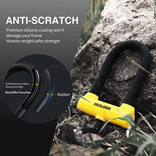 BEELORD Bike U-Lock, Heavy Duty Anti-Theft Bicycle U Lock, 18mm Shackle with Keys, Security Lock for Bicycles, E-Bikes, Scooters