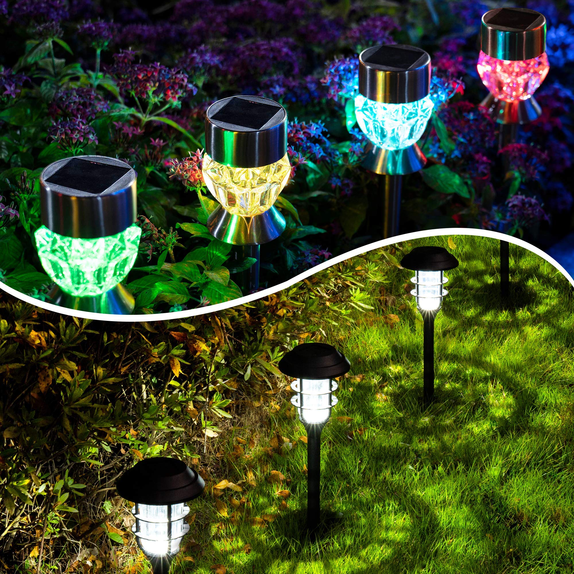 SOLPEX 14 Pack Solar Pathway Lights,Solar Pathway Lights Outdoor, Solar Powered Garden Lights,Diamond-Like Waterproof Solar Walkway Lights for Lawn, Patio, Yard, Garden, Pathway, Walkway and Driveway