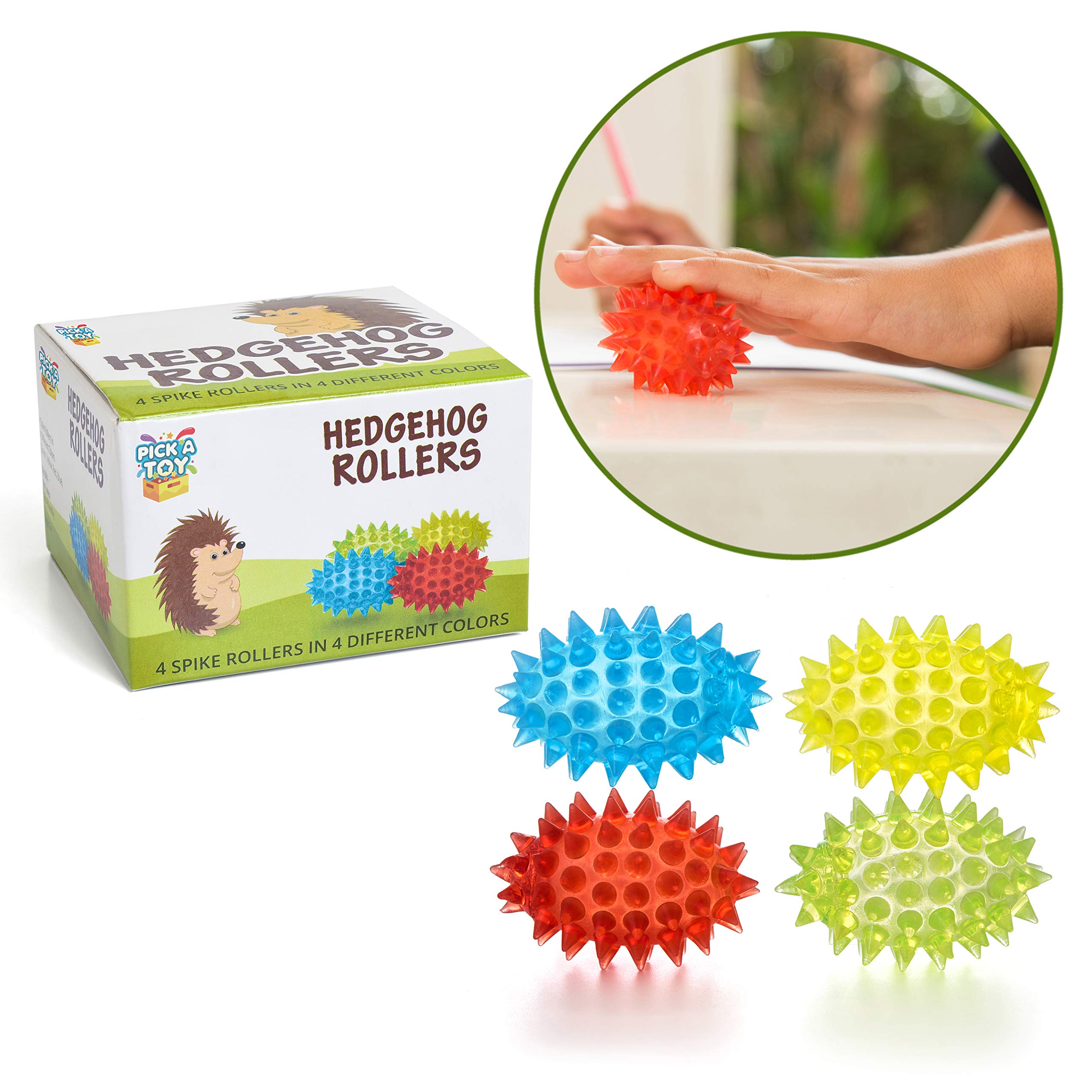 Spiky Balls Stim Toy 4 Pcs Set, Picking Desk Fidgets for Kids & Adults, ADHD Autism, Sensory Fidget Toys for School, Stress Relief and Boost Focus