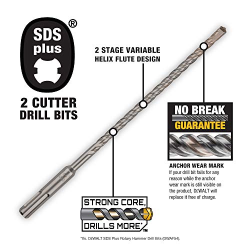 DEWALT DW5401 5/32-by-4-1/2-Inch x 6-1/2-Inch Rock Carbide SDS Plus Hammer Bit,Silver
