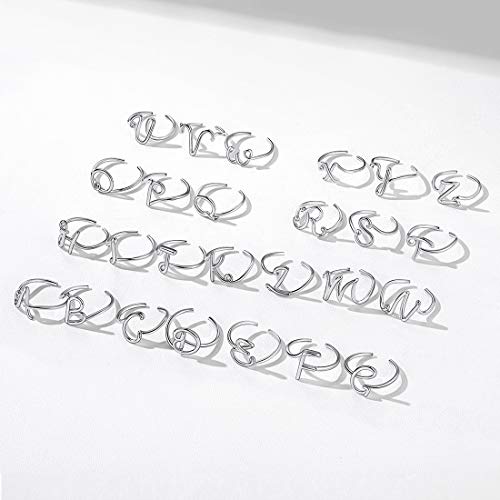 ChicSilver Jewelry Personalized Letter Ring for Women Sterling Silver Adjustable Wrap Open Ring Friendship Engagement Ring (S)